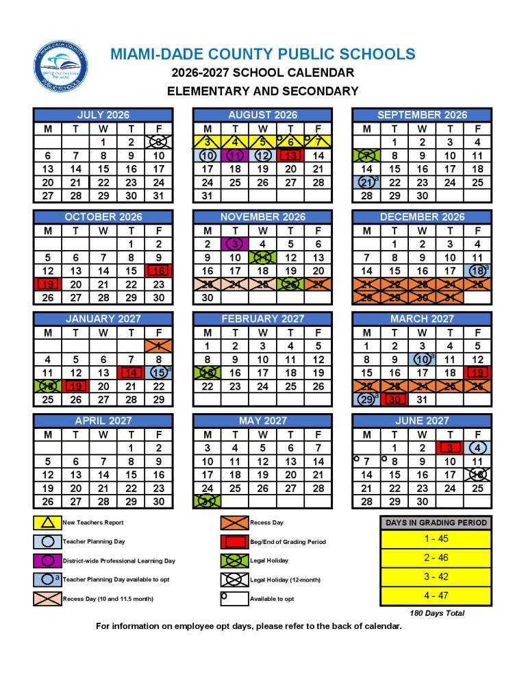 Miami-Dade County Public Schools Calendar 2026-2027