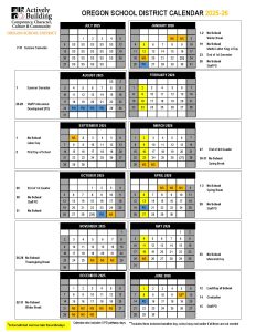 Oregon School District Calendar 2026-2027 & Holidays