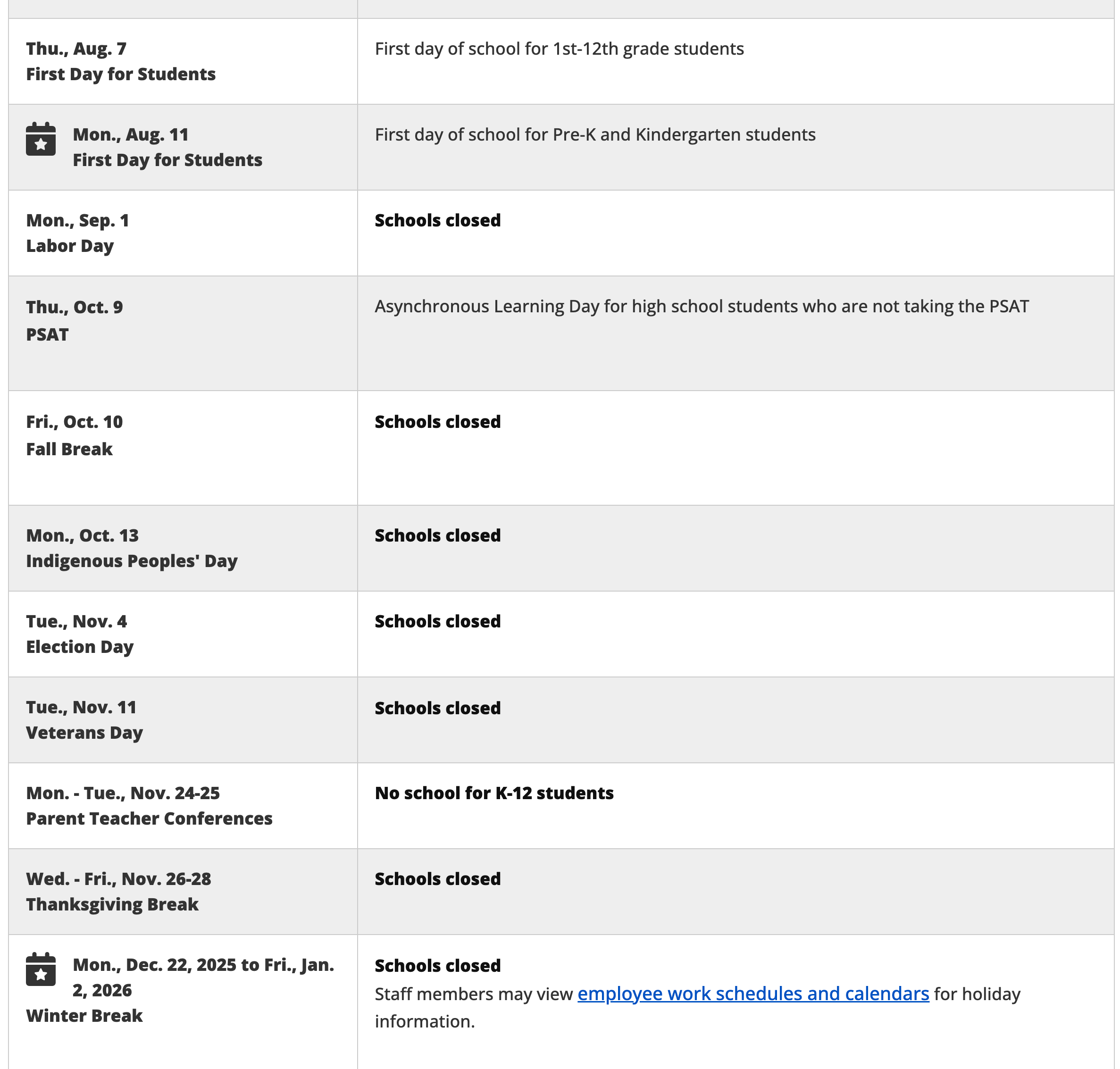 Albuquerque Public Schools Calendar 2025-2026