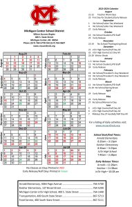Michigan Center Schools Calendar 2024-2025
