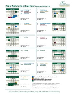 Fulton County Schools Calendar 2025-2026 | Academic Schedule