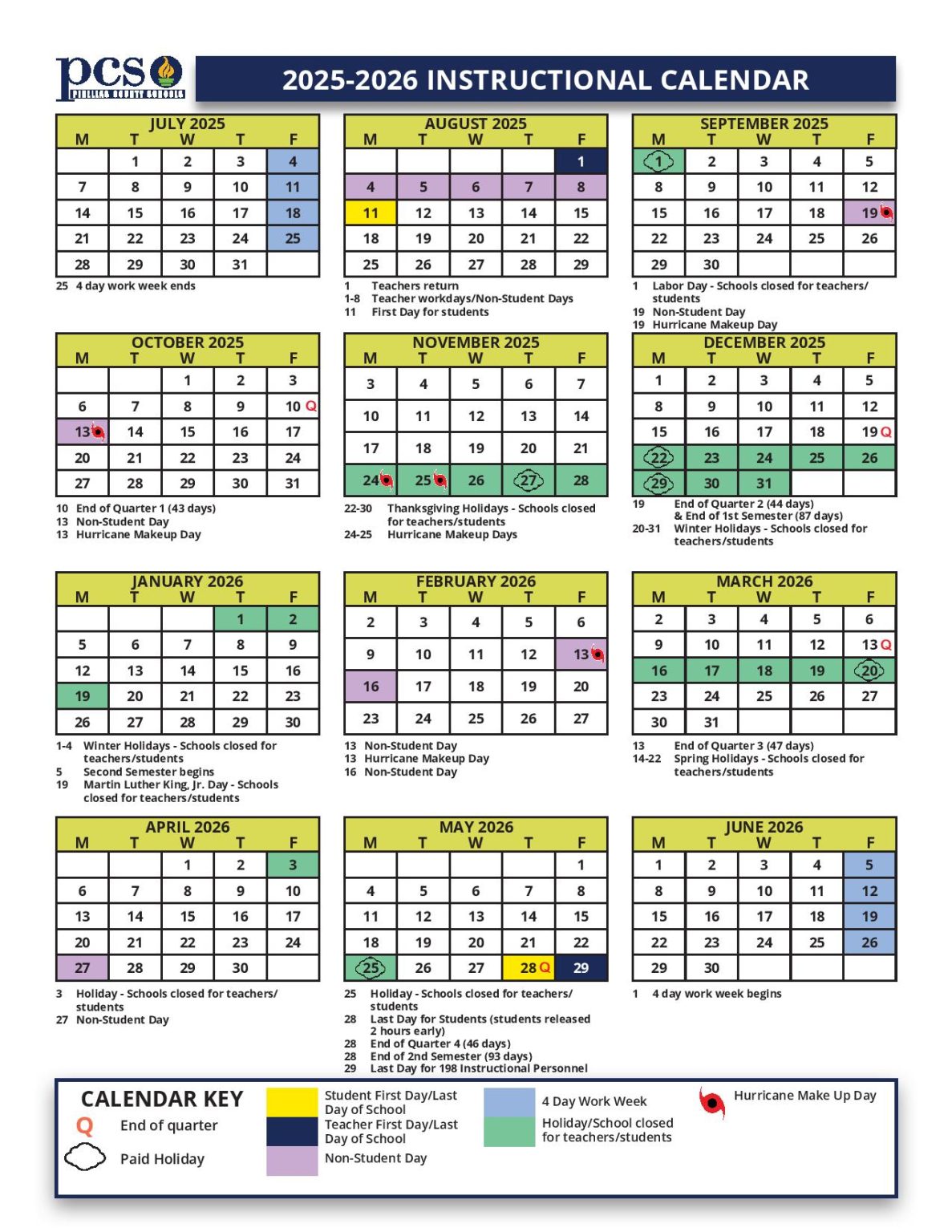 Pinellas County Schools Calendar 2026-2027 | Academic Holidays