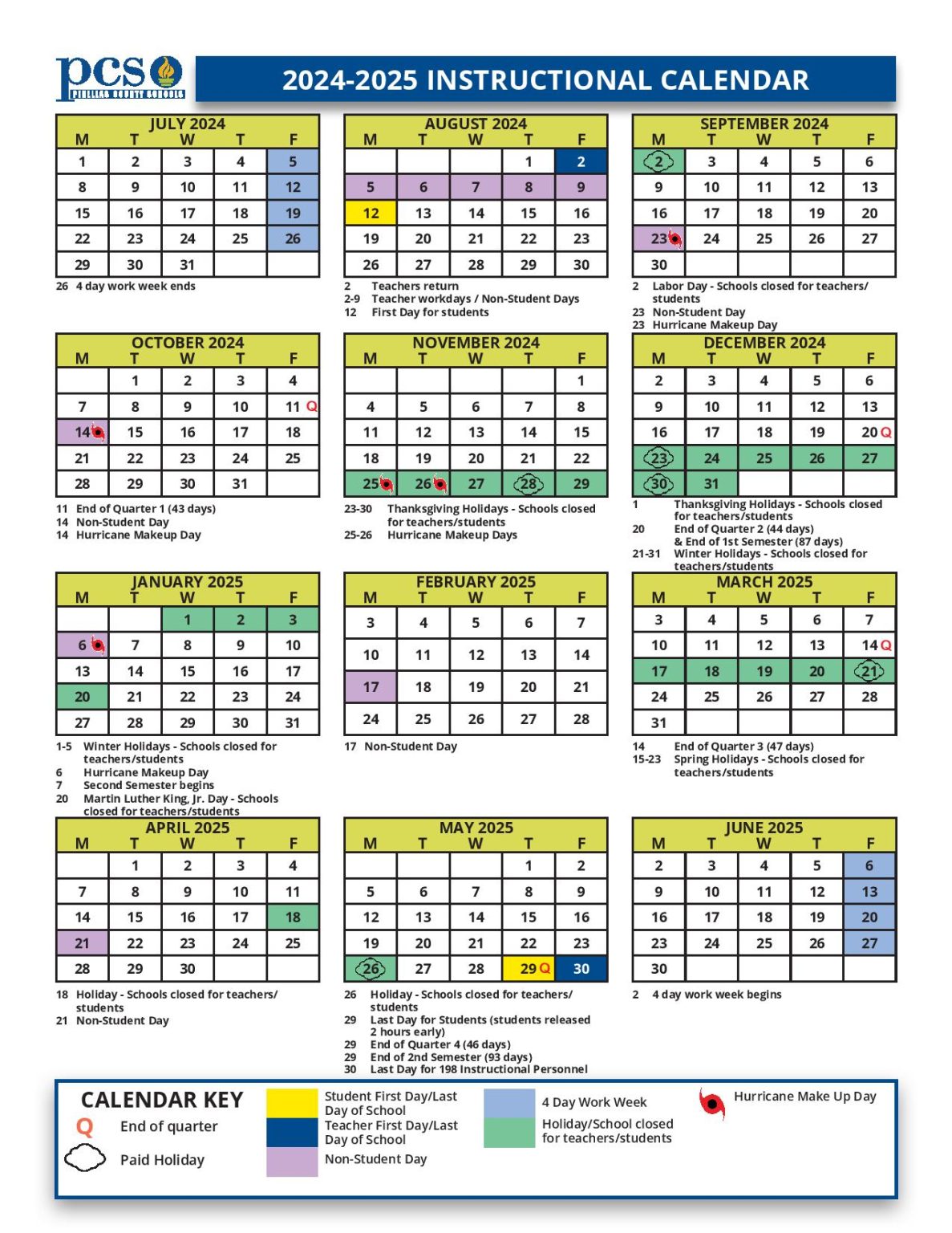 Pinellas County Schools Calendar 2024-2025 | Academic Holidays