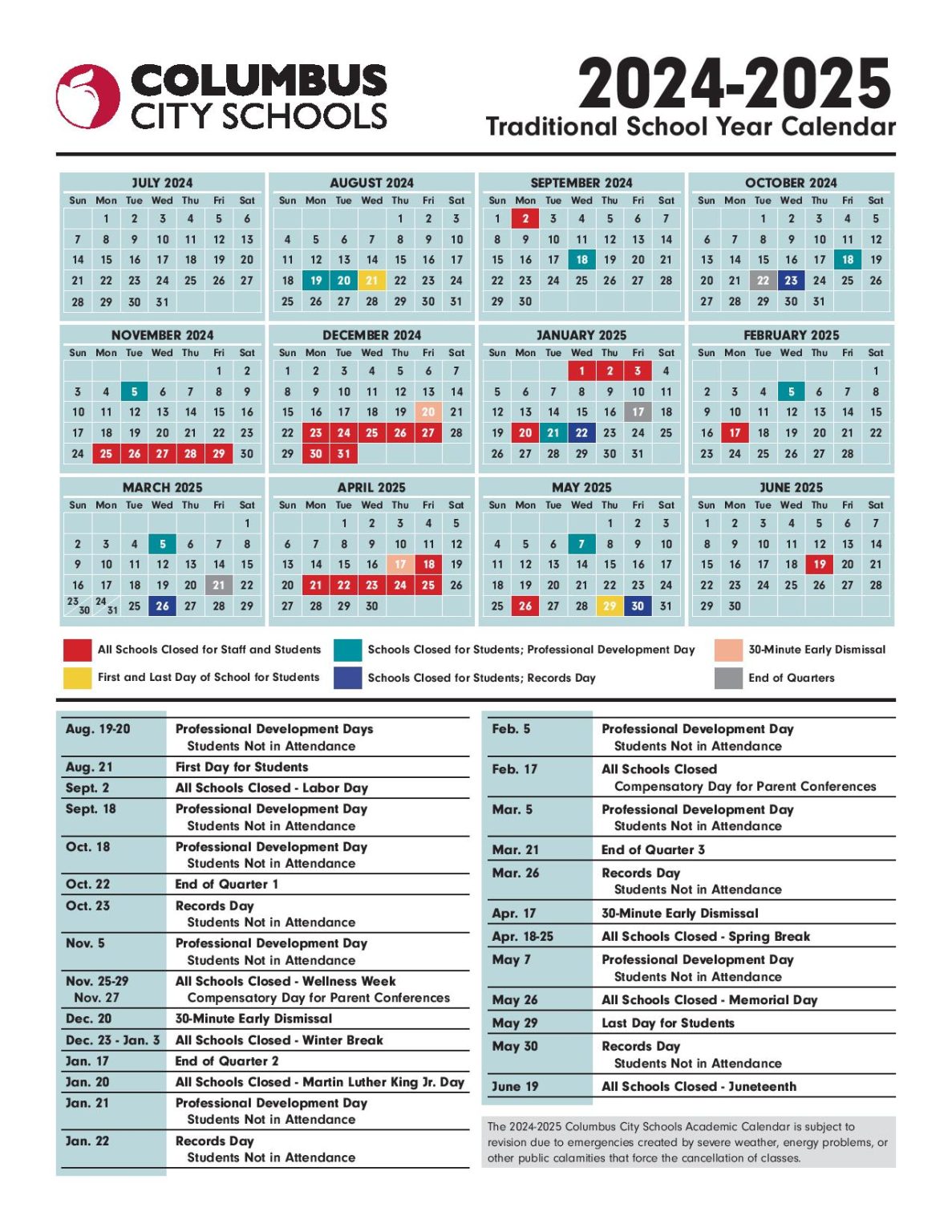 Jefferson County Schools Calendar 2025-2026 | Alabama