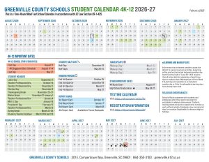 Greenville County Schools Calendar 2026-2027 | GCSD Holidays