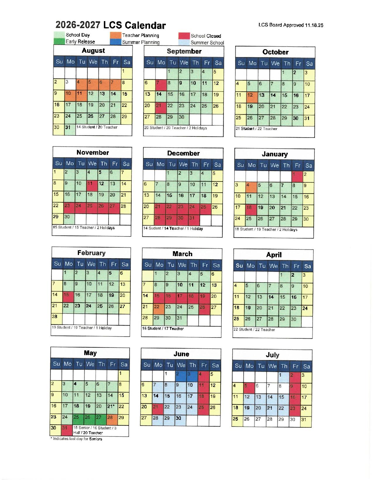 Leon County Schools Calendar 2026-2027 | LCS Academic