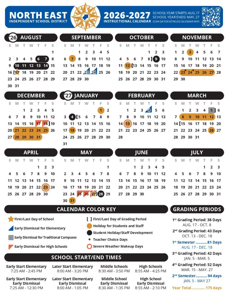 North East ISD Calendar 2026-2027 | Student Calendar