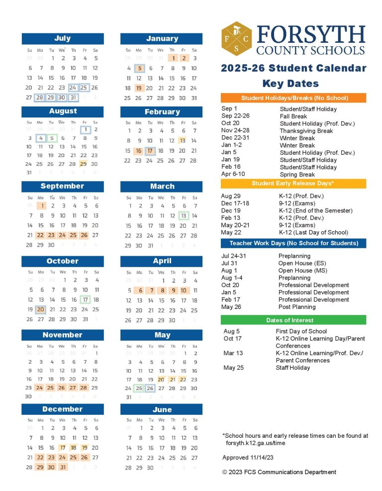 Forsyth County Schools Calendar 2025-2026 | FCS Holidays