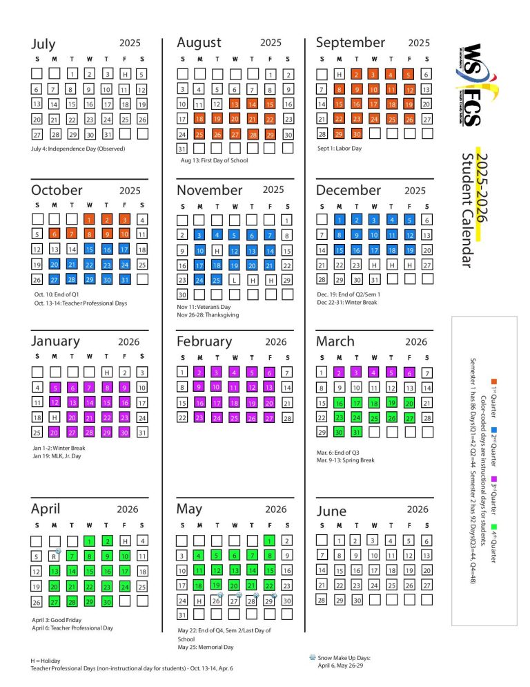 Winston Salem Forsyth County Schools Calendar 2025-2026