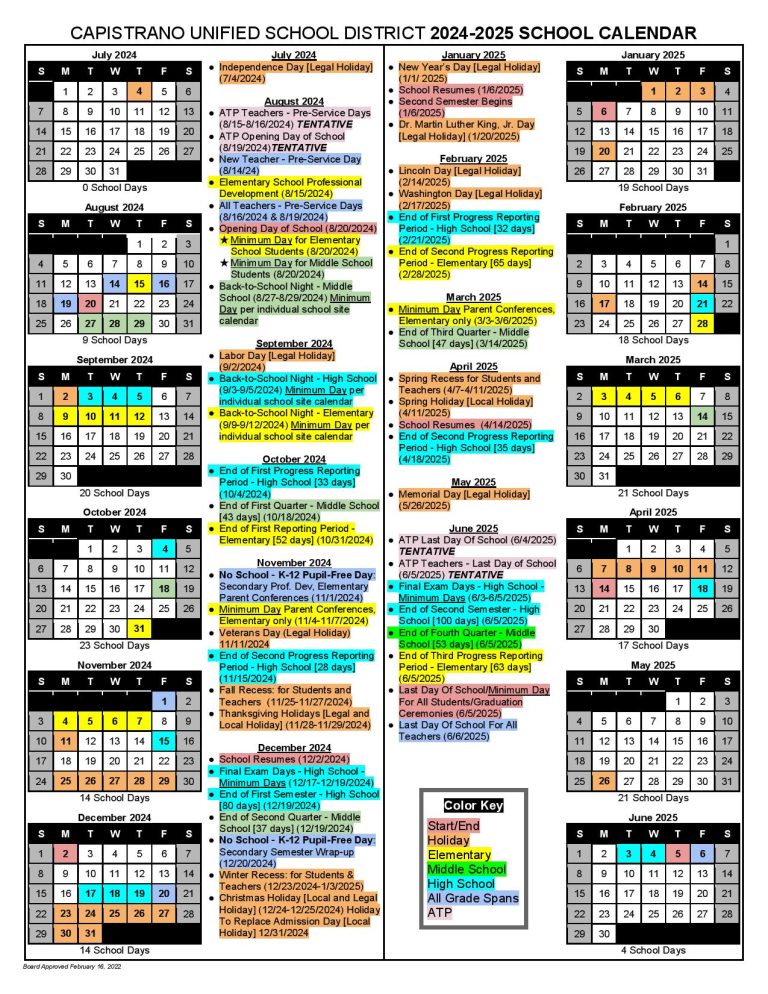 Capistrano Unified School District Calendar 2025-26 | CUSD Holiday Capistrano Unified School District Calendar 2025-26 | CUSD Holiday