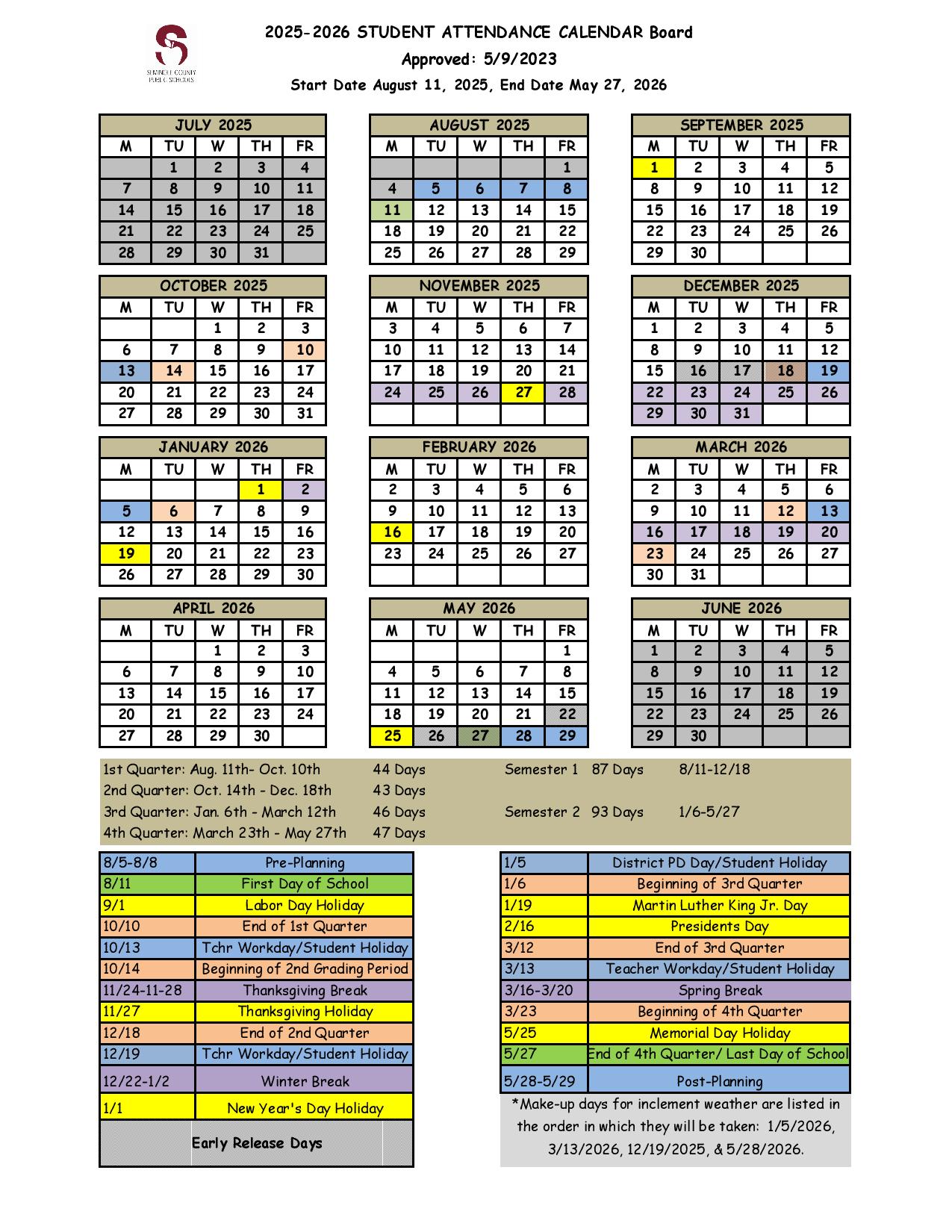 Seminole County Public Schools Calendar 2025-26 | SCPS Holiday