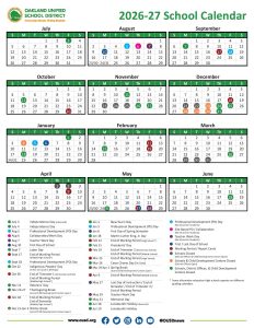 Oakland Unified School District Calendar 2026-2027