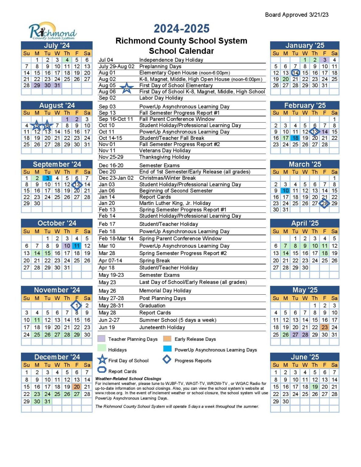 Richmond County Schools Calendar 2025-2026 PDF | Download