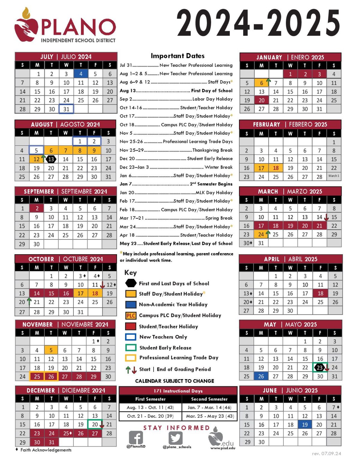Plano Independent School District Calendar 2026-2027 | Holidays