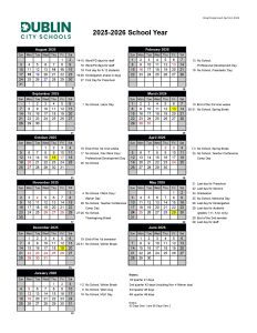 Dublin City School District Calendar 2025-2026 | Holidays