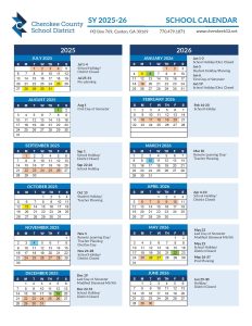 Cherokee County School District Calendar 2025-2026 | Georgia