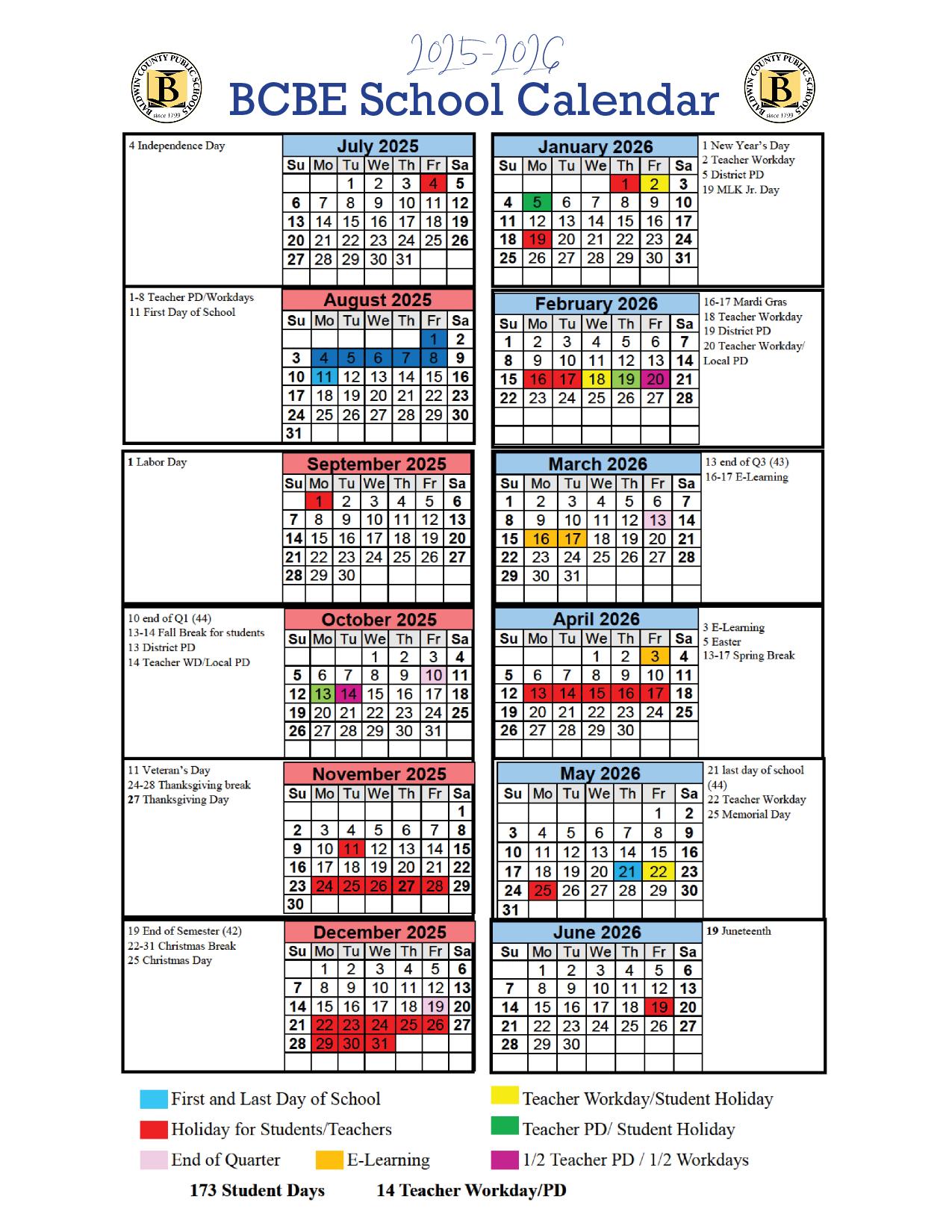 Baldwin County Public Schools Calendar 2025-2026