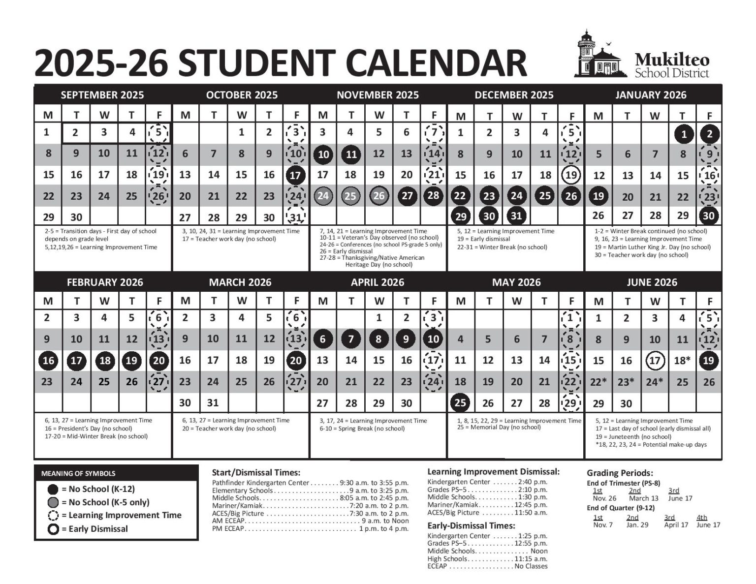 Mukilteo School District Calendar 2026-2027 | Download Now