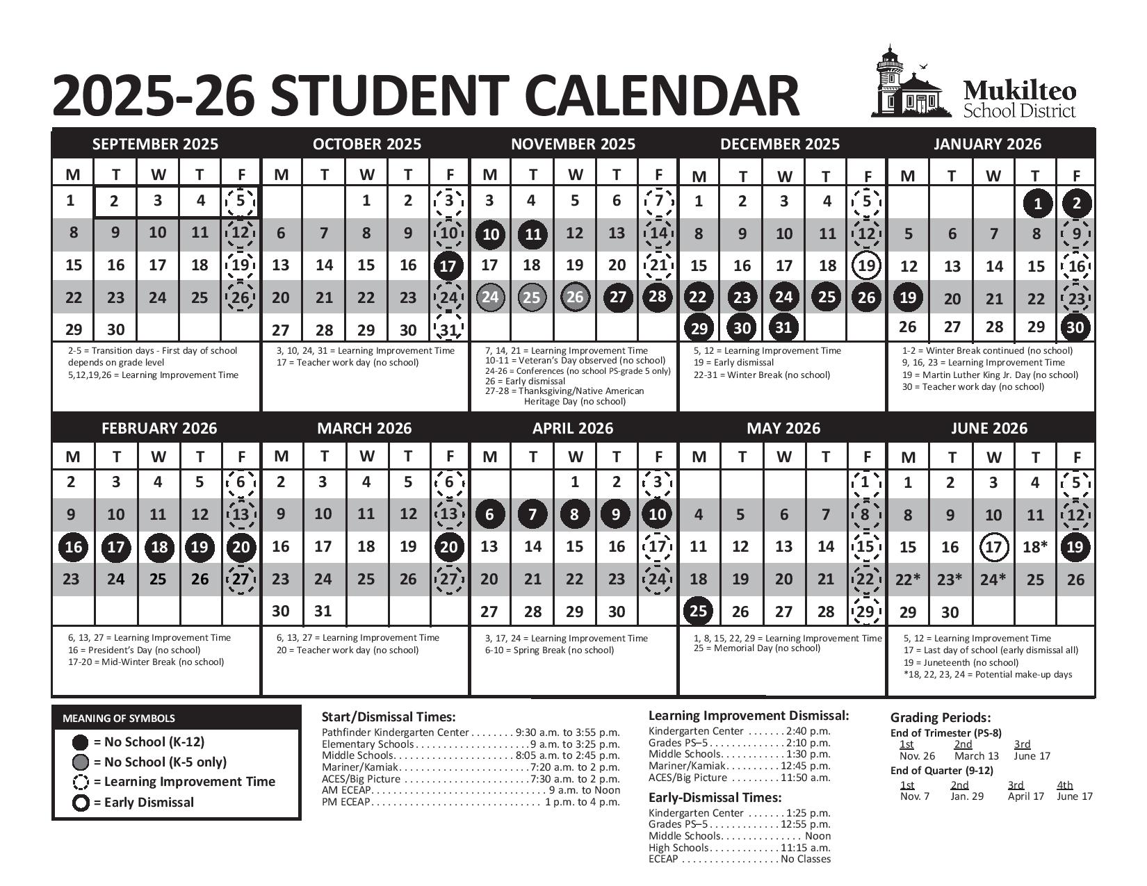 Mukilteo School District Calendar 2026-2027 | Download Now