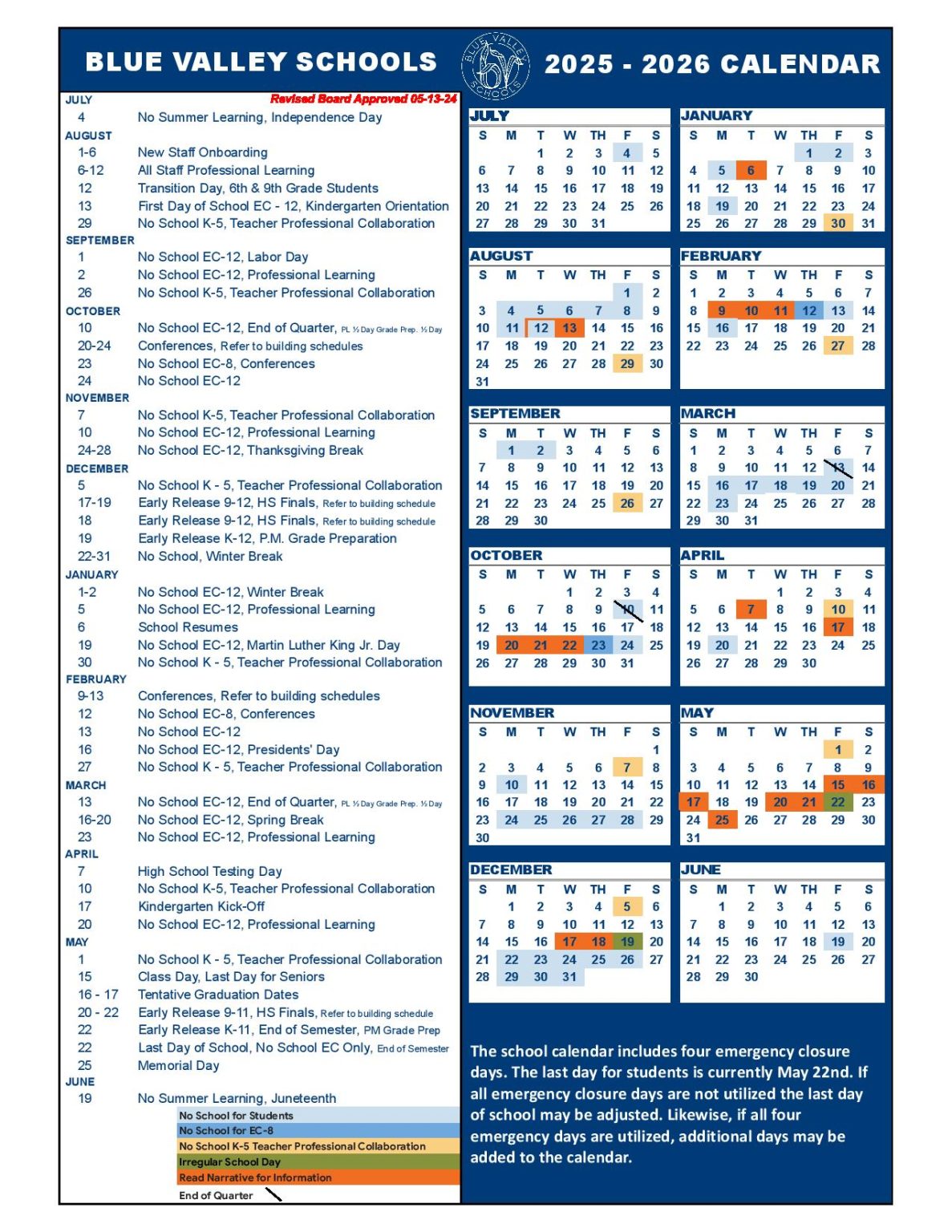 Blue Valley School District Calendar 2025-2026 | Download Now