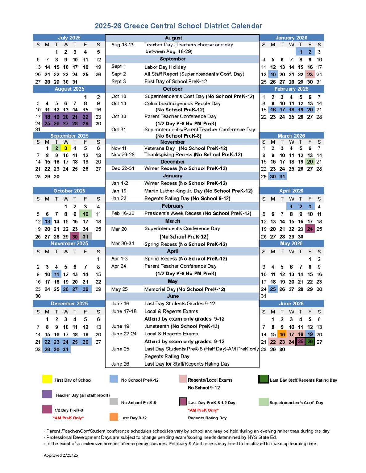 Greece Central School District Calendar 2026-2027 | Download